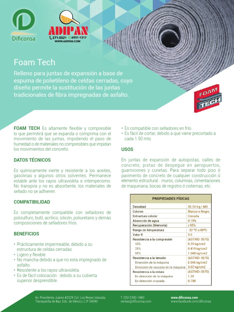 Dificonsa Foam Tech | PDF | Hormigón | Química