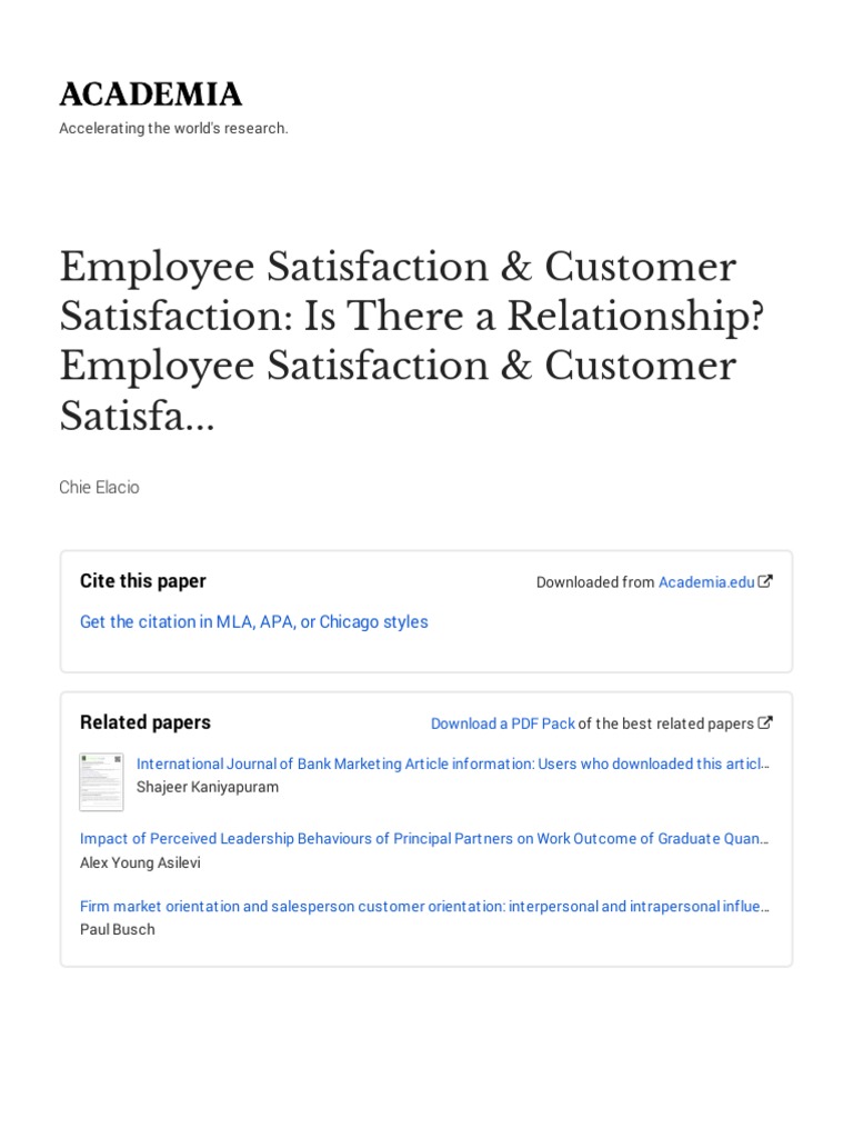 Employee and Customer Satisfaction Link | PDF | Economies | Business