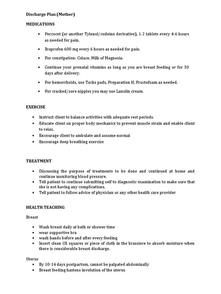Postpartum Discharge Instructions | PDF | Urinary Bladder | Postpartum ...