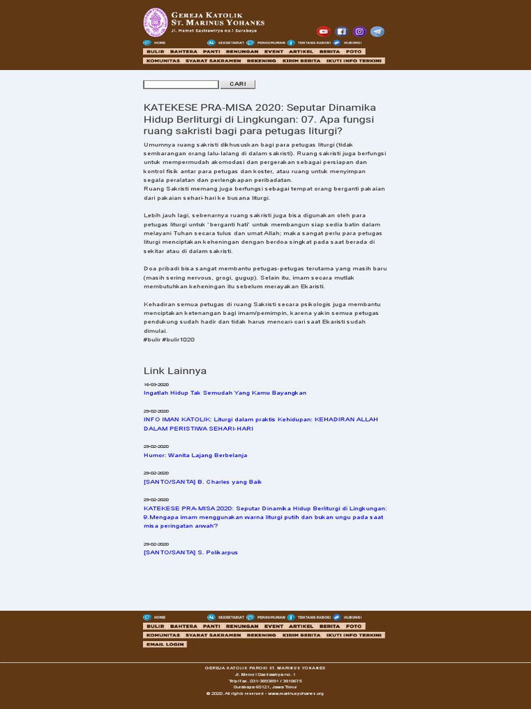 KATEKESE PRA-MISA 2020: Seputar Dinamika Hidup Berliturgi Di Lingkungan ...