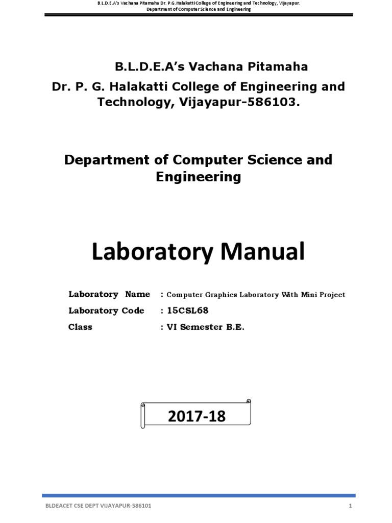 Computer Graphics Laboratory Manual of B.L.D.E.A's Vachana Pitamaha Dr ...