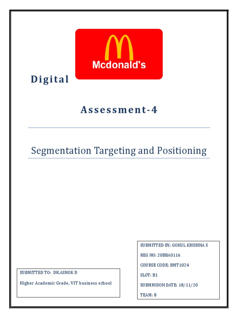 McDonalds STP Analysis | PDF | Market Segmentation | Marketing