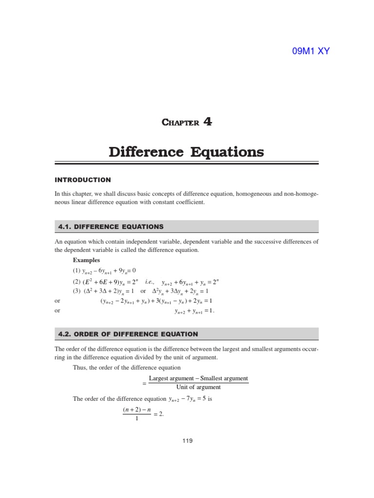 Difference Equations | PDF | Recurrence Relation | Variable (Mathematics) Difference Equations | PDF | Recurrence Relation | Variable (Mathematics)