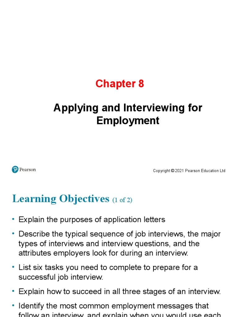 Chapter 8 - Applying and Interviewing For Employment | PDF | Interview ...