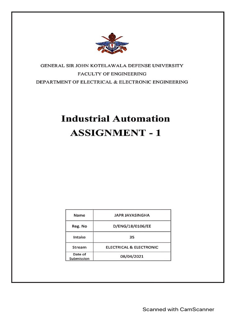 Industrial Automation Assignment | PDF