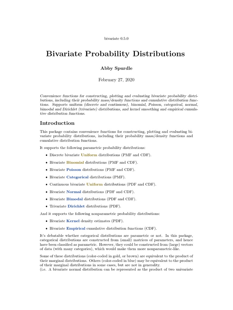 Bi Variate | PDF | Probability Distribution | Probability Density Function