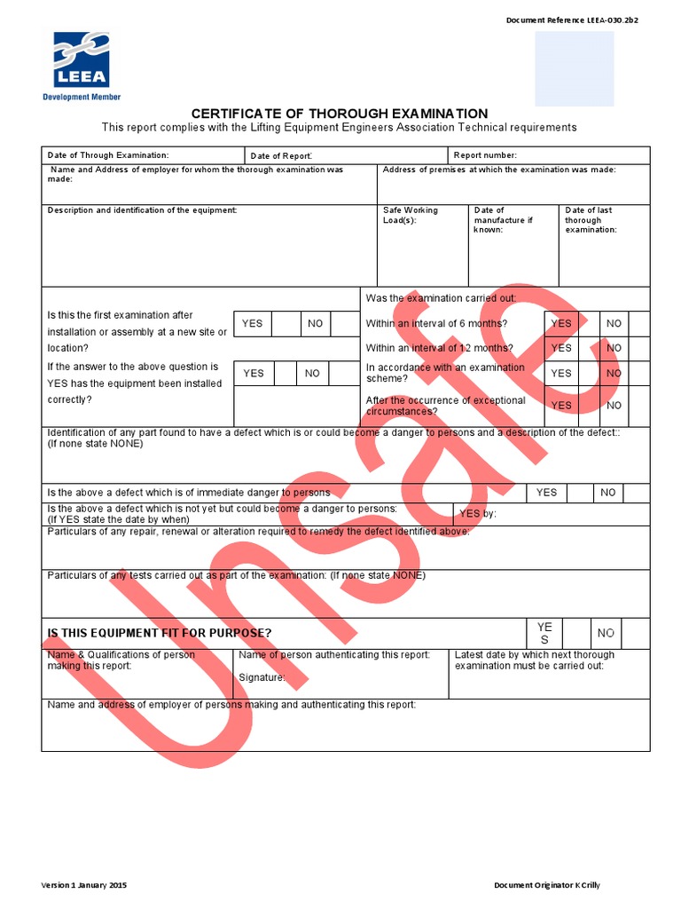 LEEA Thorough Examination Certificate | PDF