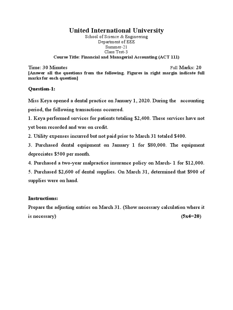 EEE Class Tests 3 | PDF