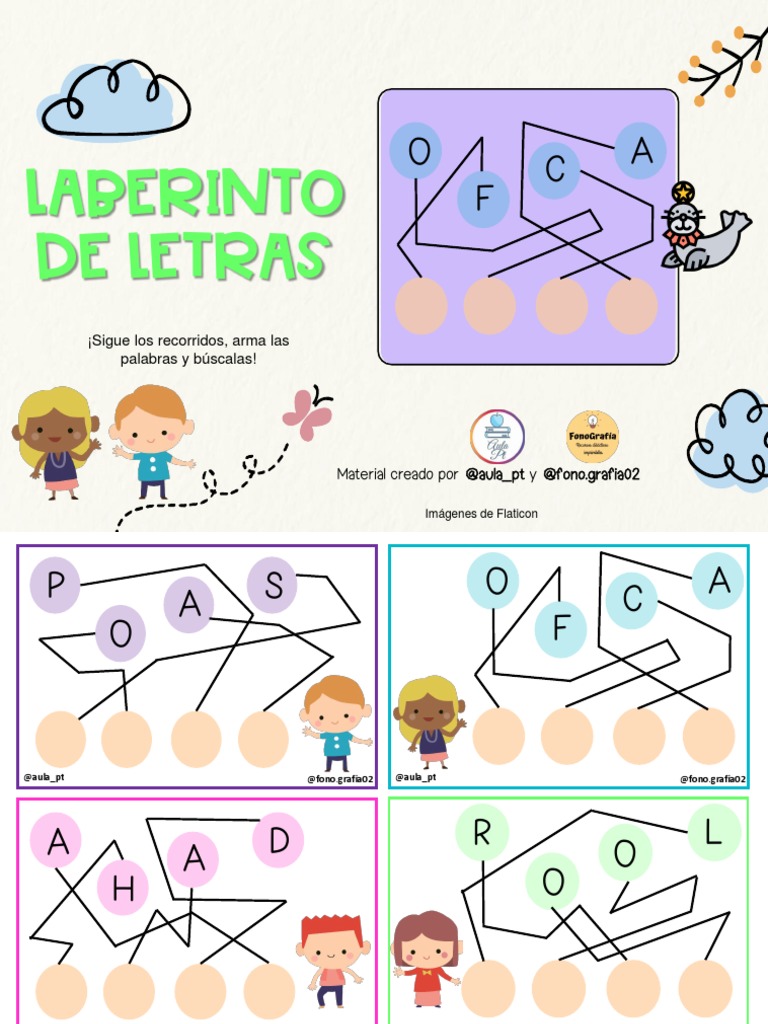 LABERINTO de LETRAS Formar Palabras de Dos Silabas para Imprimir y ...