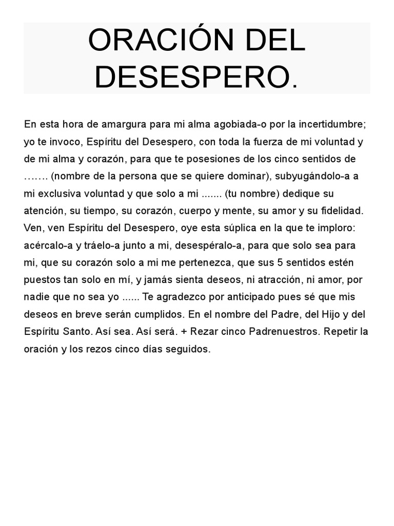 Oracion Del Desespero | PDF | Oración | Amor
