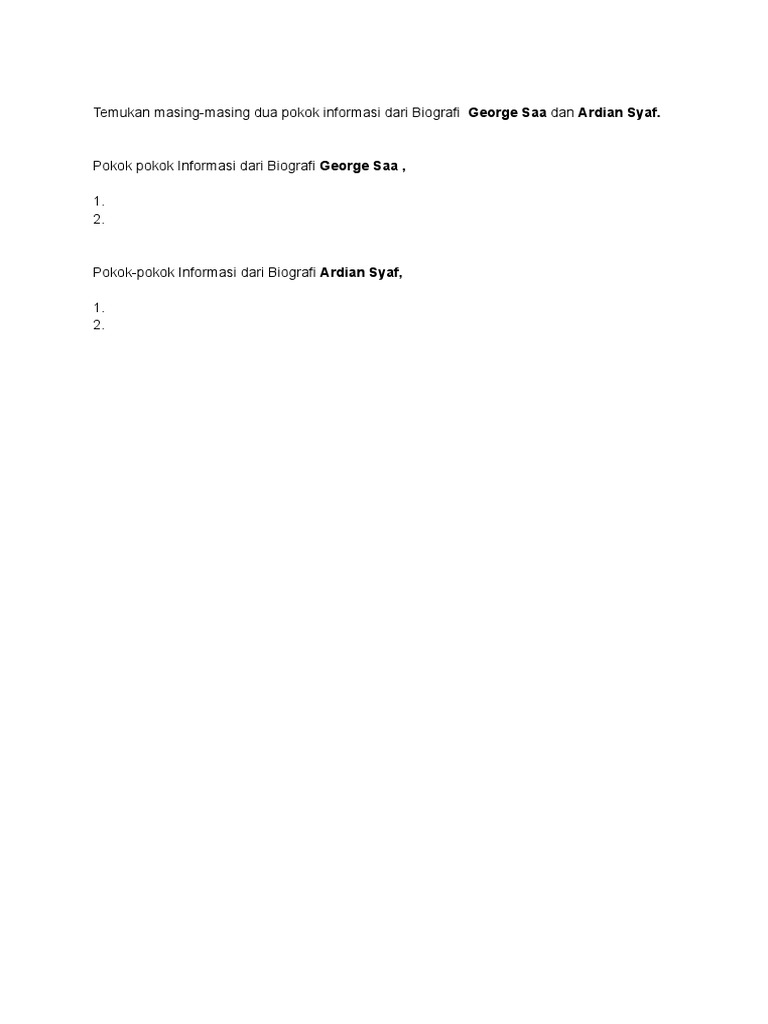 Biografi George Saa & Ardian Syaf | PDF