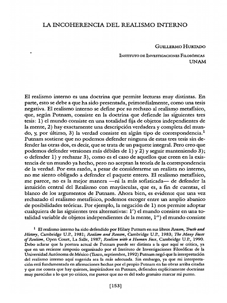 El Realismo UNAM | PDF | Realismo filosófico | Realidad
