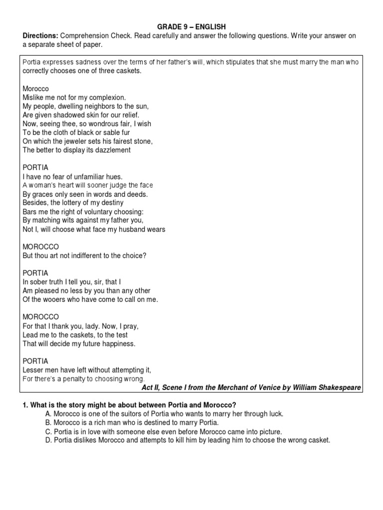 Grade 9 English Reading Comprehension | PDF | Empire Of Japan