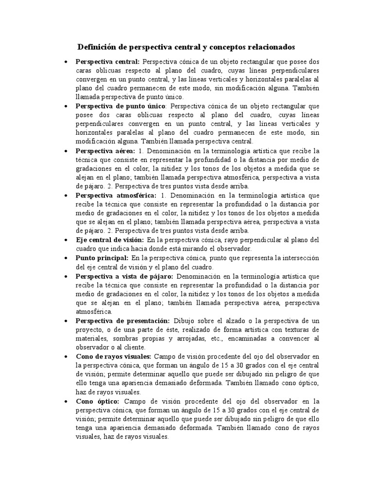 Definición de Perspectiva Central y Conceptos Relacionados | PDF ...