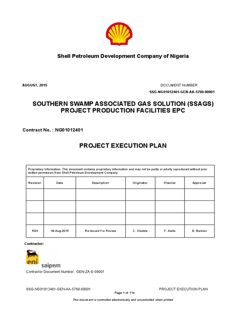 Ssg-Ng01012401-Gen-Aa-5760-00001 - R04 - Project Execution Plan | PDF | Specification (Technical ...