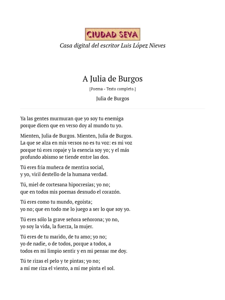 A Julia de Burgos: Poema Completo | PDF