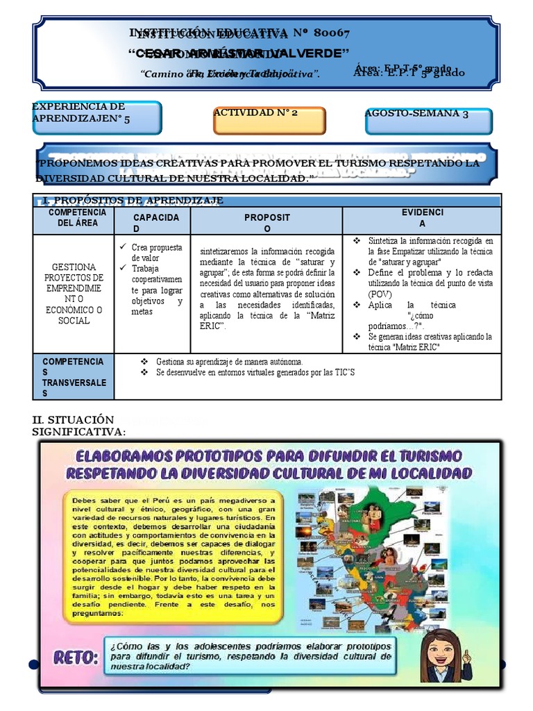 Exp N°5-Ficha 2 - Ept 5 (3° Sem Agosto) | PDF | Turismo