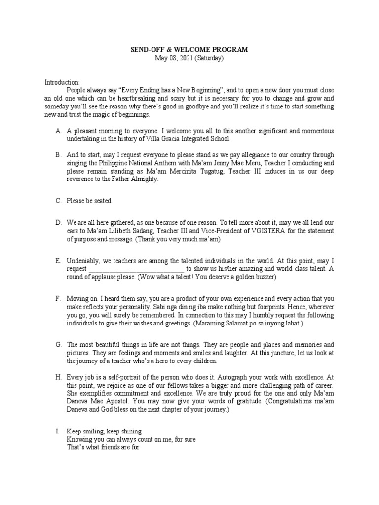 Send-Off Script | PDF