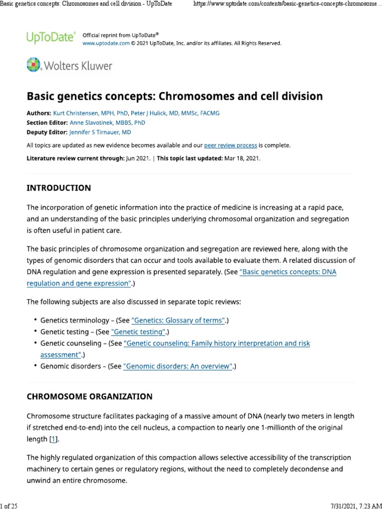 Basic Genetics Concepts Chromosomes and Cell Division | PDF | Genetics ...