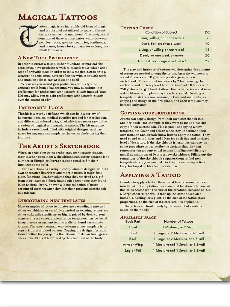 Guide To Magical Tattoos v4 - GM Binder | Download Free PDF | Tattoo ...