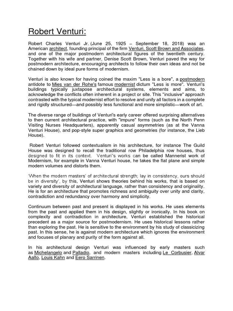 Robert Venturi and Postmodernism - Vanna Venturi House and Guild House ...