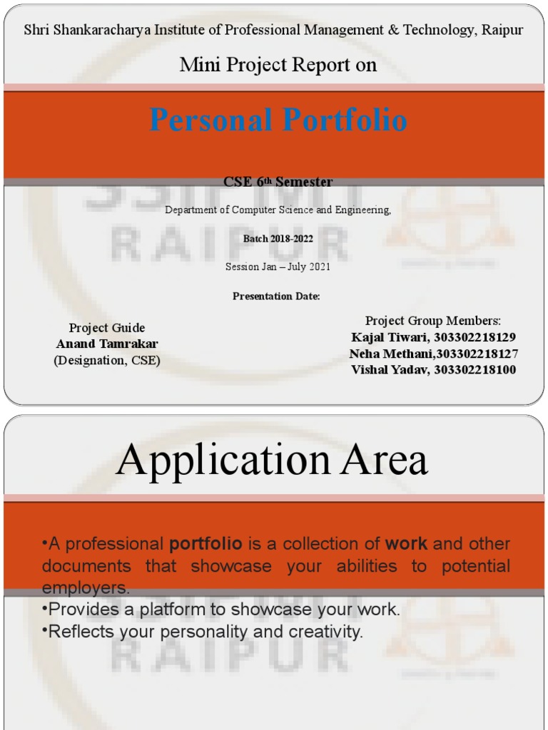 Personal Portfolio: Mini Project Report On | PDF | Application Software ...