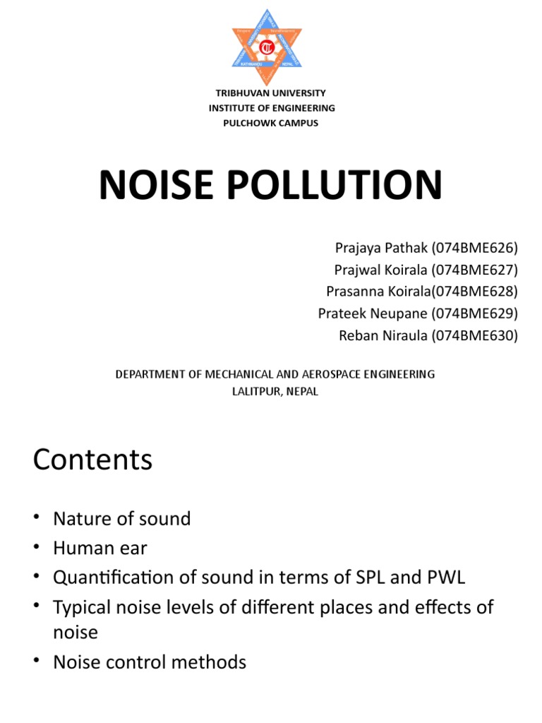 Slides On Noise Pollution | PDF | Hearing | Sound