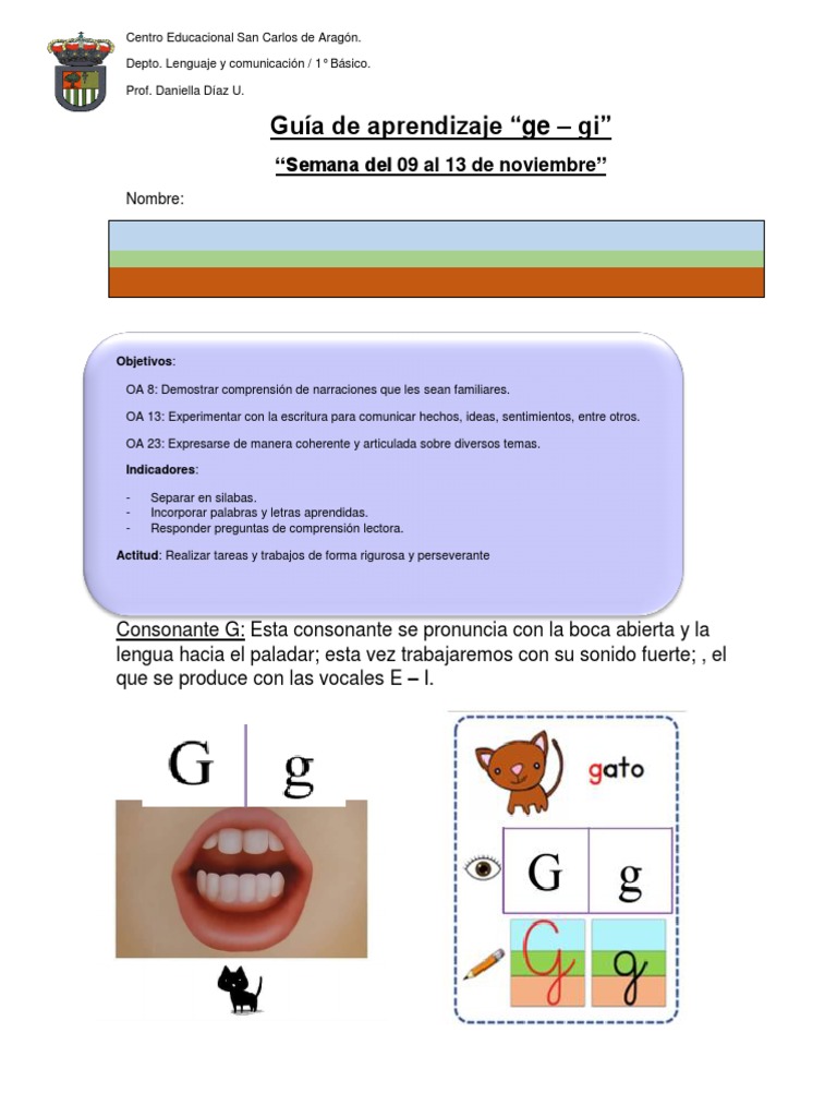 1° Basico Lenguaje Guia Ge Gi | PDF