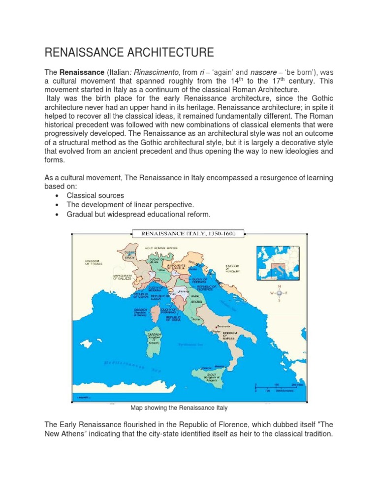 RENAISSANCE ARCHITECTURE - Principles, Phases, Features ...