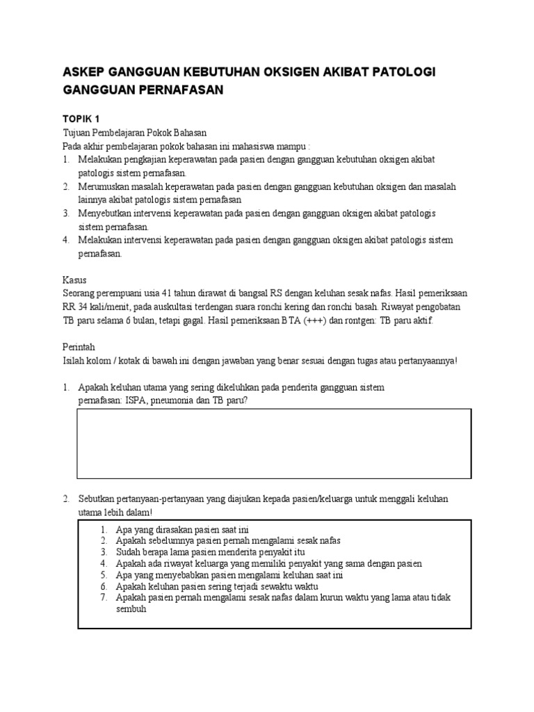 Tugas - Askep - Gangguan - Kebutuhan - Oksigen - Akibat - Patologi ...