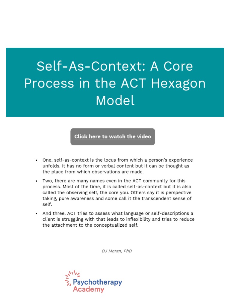 PDF - Self-As-Context A Core Process in The ACT Hexagon Model | PDF ...