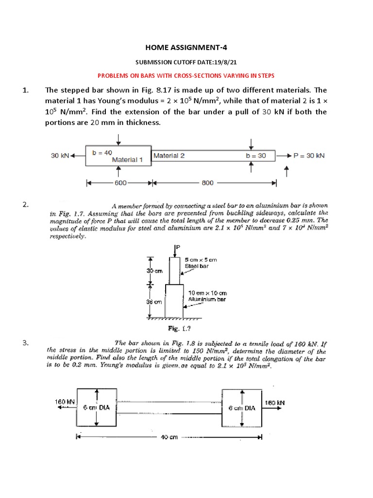 Home Assignment-4 - Elongation of Stepped Bars | PDF