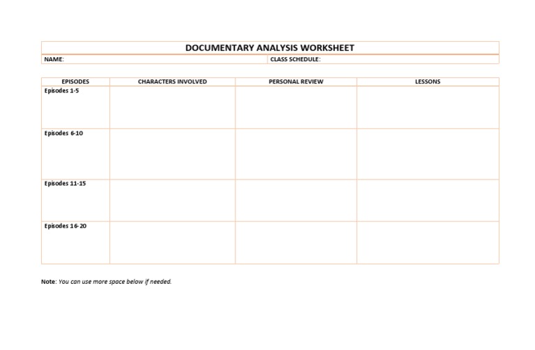 Documentary Analysis Worksheet Guide | PDF | Language Arts & Discipline