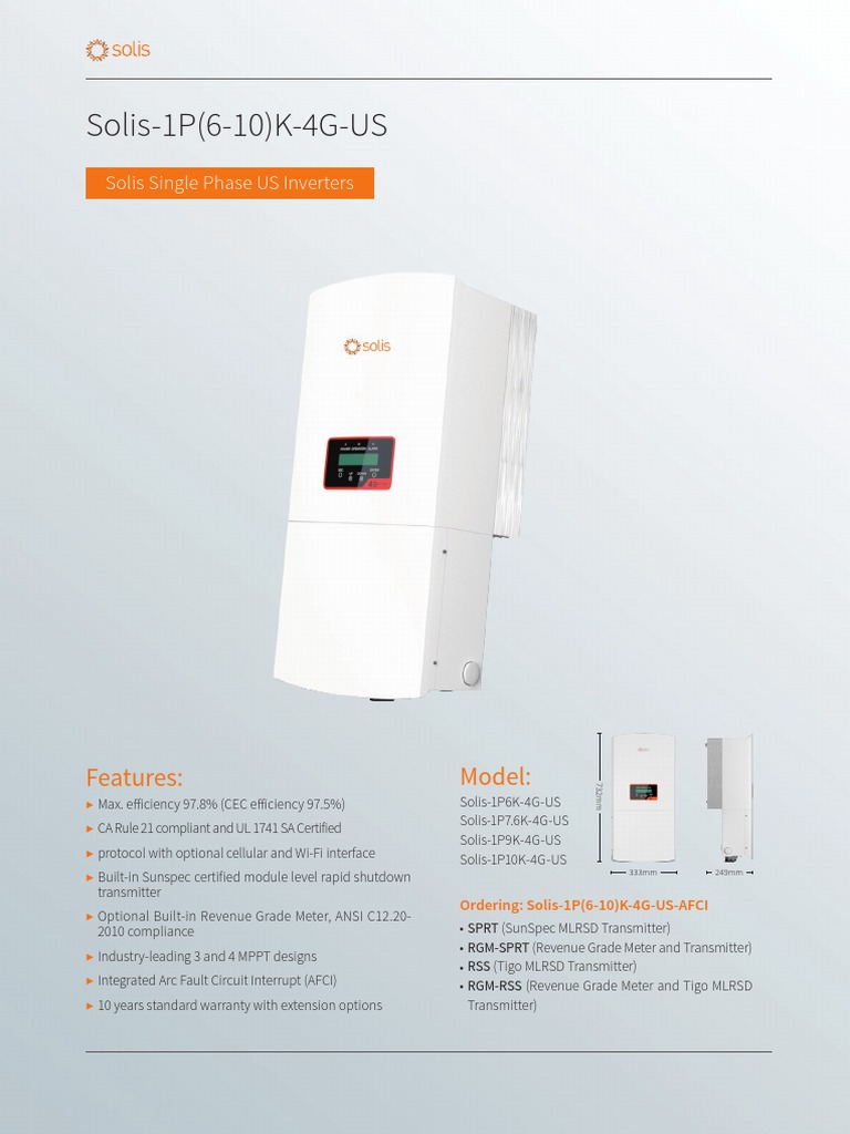 Datasheet - Solis 1P (6 10K) 4G US | PDF | Computer Engineering | Power ...
