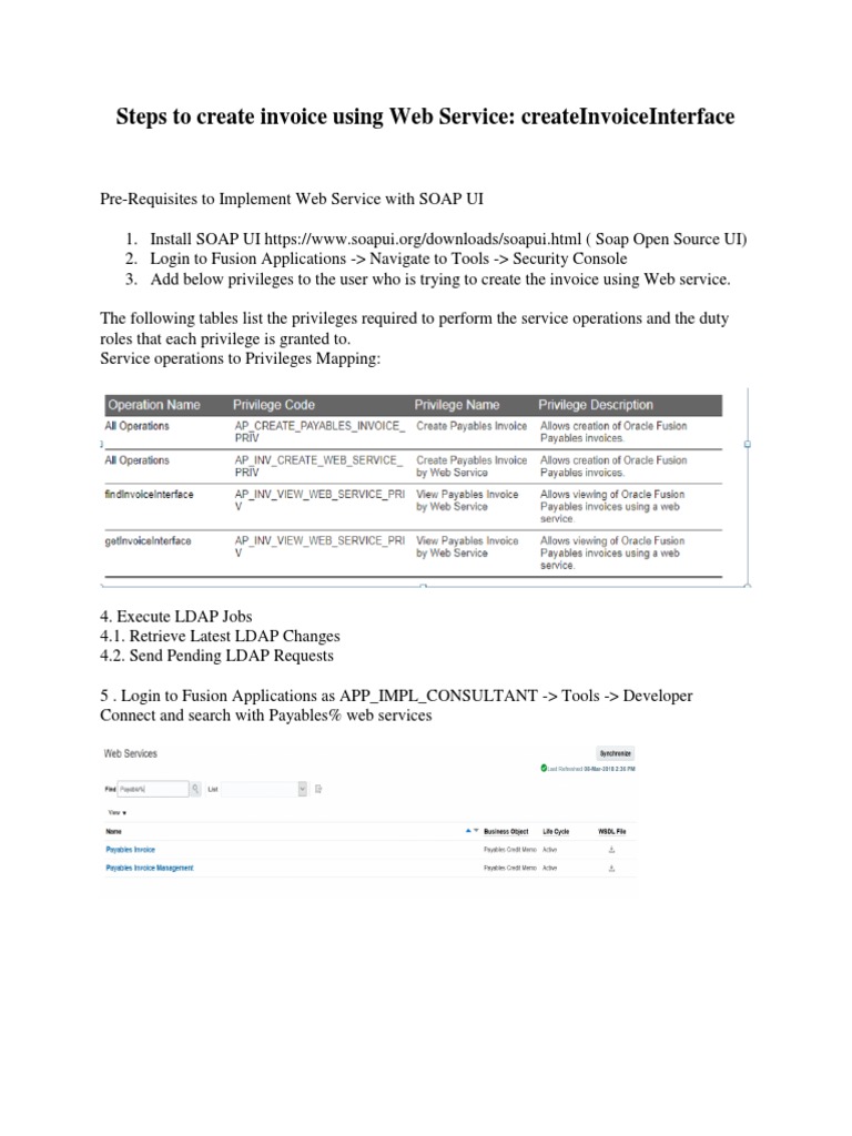 Steps To Create Invoice Using Web Service: Createinvoiceinterface | PDF ...