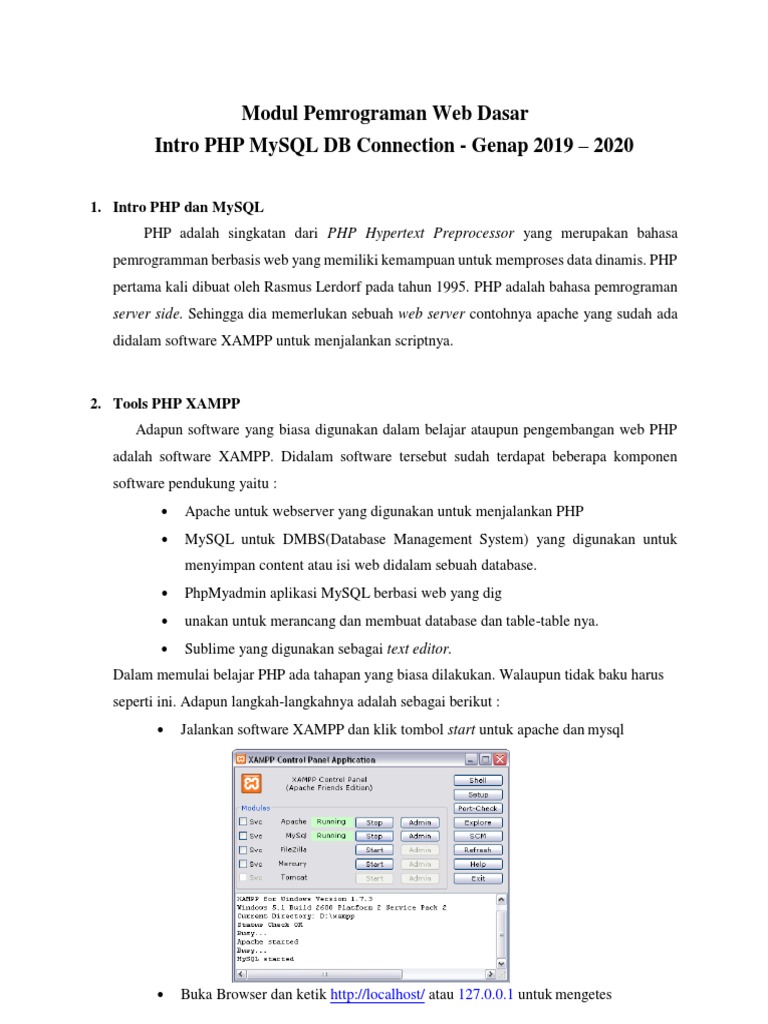 Modul Pemrograman Web Dasar PHP MySQL Conn | PDF | Karier ...
