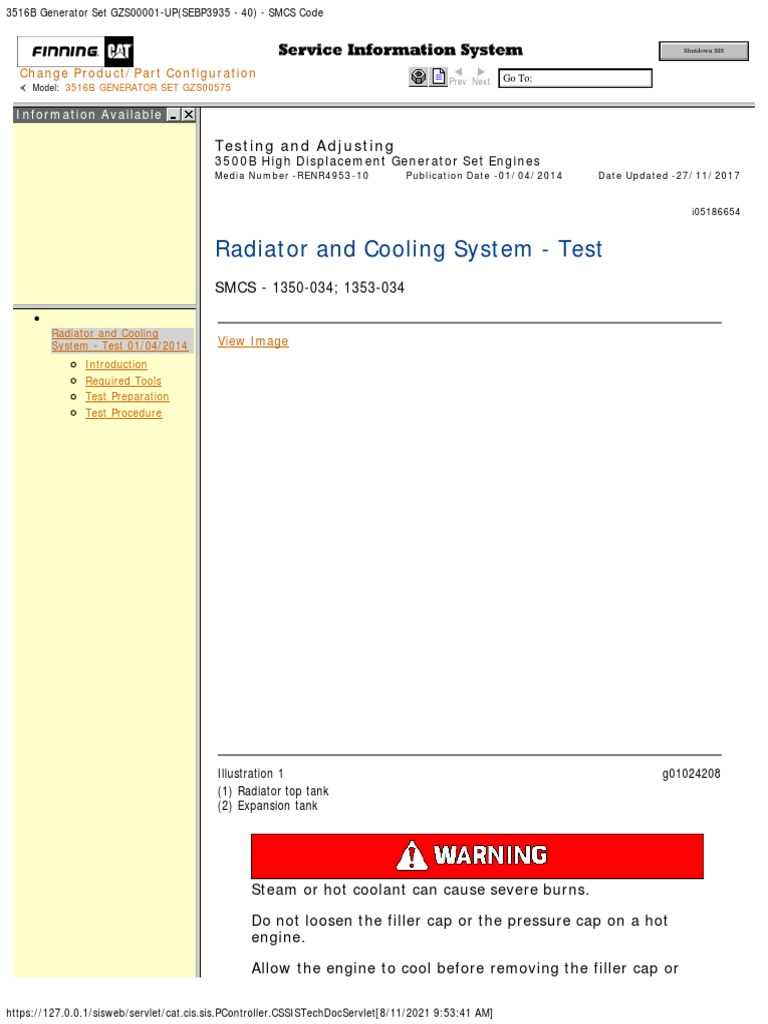 3516B Generator Set GZS00001-UP (SEBP3935 - 40) - SMCS Code | PDF | Radiator | Hydraulics