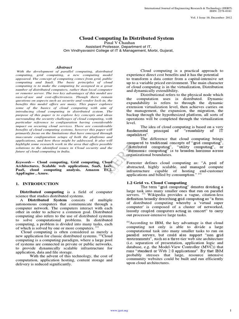 Cloud Computing in Distributed Systems | PDF | Cloud Computing | Computing