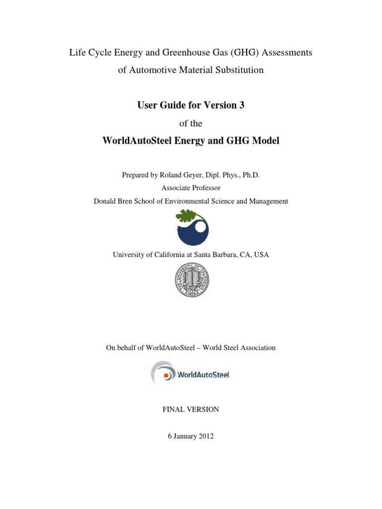 UCSB GHG Comparison Model Version3 User Guide | PDF | Life Cycle ...