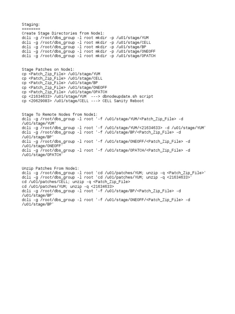 1.exadata Patch Stagging Commands | PDF