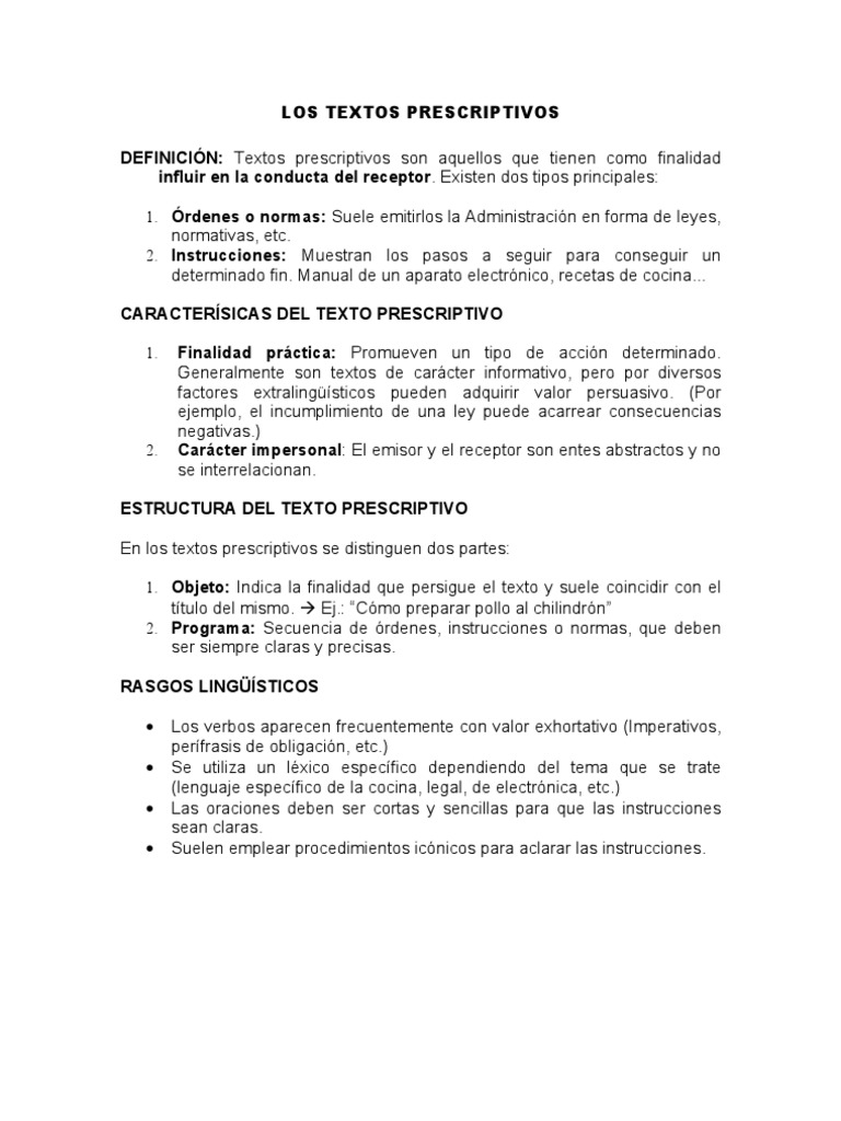 Los Textos Prescriptivos
