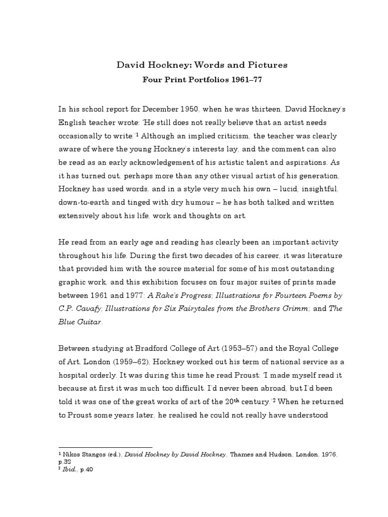 David Hockney Essay Final | PDF | Printmaking | The Arts