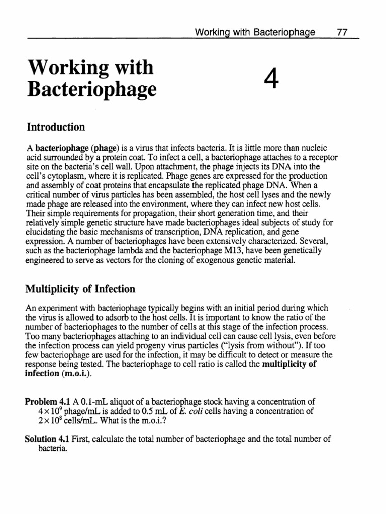 Chapter 4 - Working With Bacteriophage | PDF | Bacteriophage | Virus