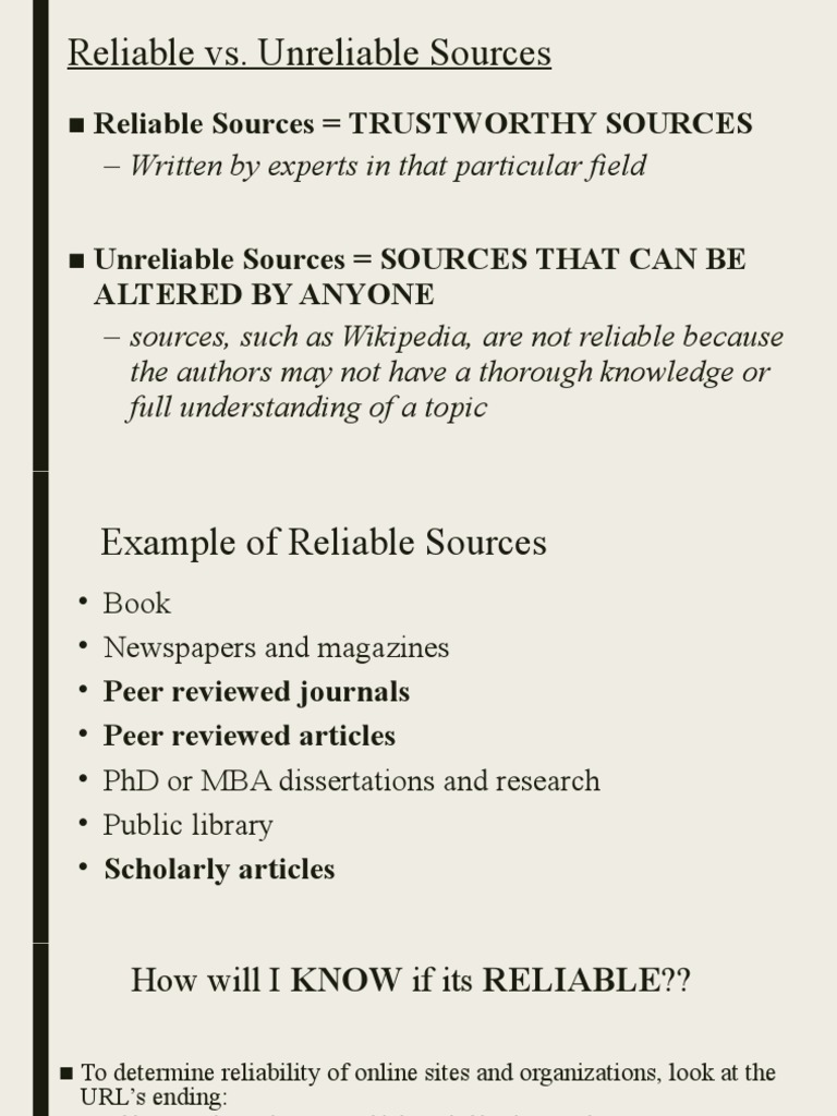 Reliable and Unreliable Sources | PDF | Citation | Wikipedia