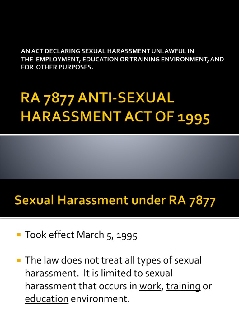 Ra 7877 Anti-Sexual Harassment Act of 1995 | PDF | Sexual Harassment ...
