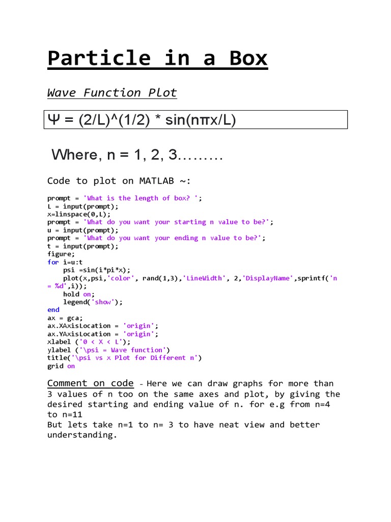 Particle in A Box Plot | PDF