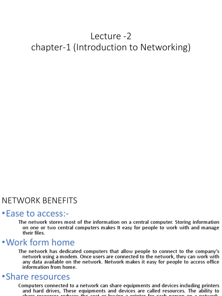 Lecture 2 Chapter 1 Introduction To Networking Pdf Computer 7684