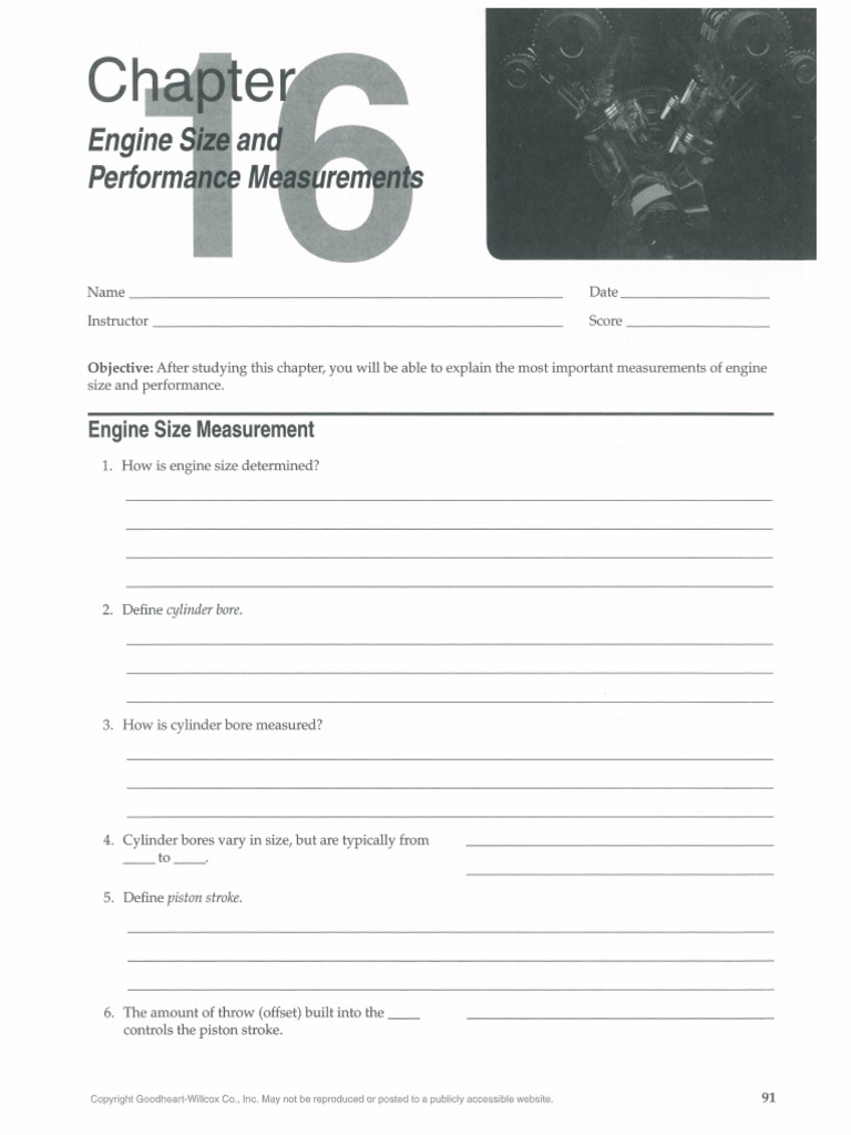 Workbook Chapter 16 Engine Size | PDF