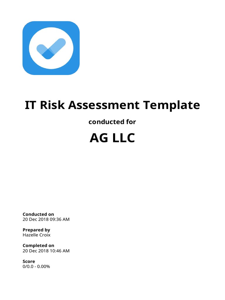 IT Risk Assessment Template Sample Report | Download Free PDF ...