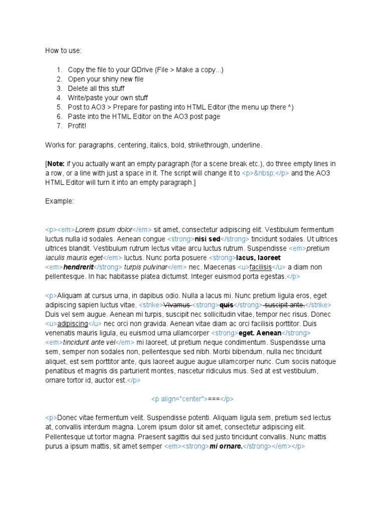 Lorem Ipsum (Ao3 Posting Script) | PDF | Text | Writing